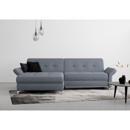 Ecksofa Home Affaire, B:284cm H:89cm T:179cm, blau, 100% Polyester, Wohnzimmer, Sofas, "Maredo L-Form", Federkern, wahlweise auch mit Kopfteil- und