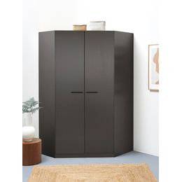 Eckschrank Rauch, B:117cm H:197cm T:104cm, grau, Holzwerkstoff, Schlafzimmer, Schr&auml;nke, "Kleiderschrank Schrank Garderobe W&auml;scheschrank VANDOR", voll