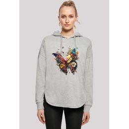 F4NT4STIC Damen Kapuzenpullover "Schmetterling Bunt", grau, Gr. XS, Obermaterial: 100% Baumwolle, Pullover, Print