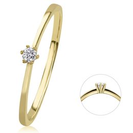 ONE ELEMENT Damen Diamantring "0,05 ct Diamant Brillant Ring aus 585 Gelbgold", 48, 0,05 mit Diamant, Diamanten Gelbgold 585 Gold, gold, Diamanten,