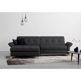Ecksofa Home Affaire, B:284cm H:89cm T:179cm, grau, 100% Polyester, Wohnzimmer, Sofas, "Maredo L-Form", Federkern, wahlweise auch mit Kopfteil- und