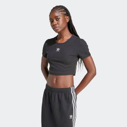 Damen T-Shirt "ESS RIB TEE", schwarz, Gr. XL, adidas originals, Obermaterial: 46% Baumwolle, 45% Viskose, 9% Elasthan, Shirts, figurbetonte Passform,