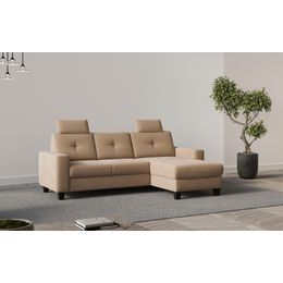 Ecksofa Home Affaire, B:239cm H:91cm T:164cm, braun, 100% Polyester, Wohnzimmer, Sofas, "Varese", wahlweise mit Bettfunktion und Bettkasten