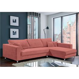 Ecksofa Home Affaire, B:252cm H:89cm, orange, 92% Polyester / 8% Nylon, Wohnzimmer, Sofas, "153", Inkl. Schlaffunktion und gro&szlig;en Strauraum