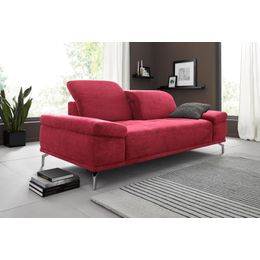 3-Sitzer Home Affaire, B:212cm H:97cm T:111cm, rot, Luxus-Microfaser Vintageoptik (100% Polyester);Flachgewebe Mura: (100%