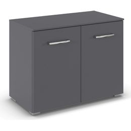 Kommode Rauch, B:80cm H:61cm T:42cmgraumetallic, Holzwerkstoff, Sideboards, "Gamma", mit 2 T&uuml;ren, verstellbaren B&ouml;den und viel Stauraum MADE IN