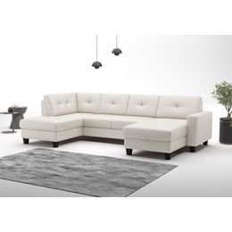 Wohnlandschaft Home Affaire, B:304cm H:91cm T:170cm, wei&szlig;, Sofas, "Varese", wahlweise mit Bettfunktion und Bettkasten