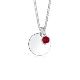 Elli Damen Collierkettchen "Geburtsstein mit Kristallen von Swarovski925 Sterling Silber", 45,mit Steinen, Silber 925 (Sterlingsilber), L: 45, rot,