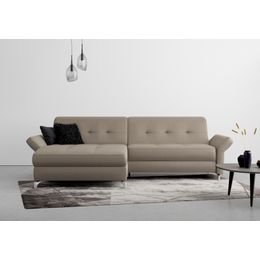 Ecksofa Home Affaire, B:284cm H:89cm T:179cm, grau, 100% Polyester, Wohnzimmer, Sofas, "Maredo L-Form", Federkern, wahlweise auch mit Kopfteil- und