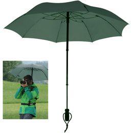 Euroschirm Damen Taschenregenschirm "teleScope handsfree, olivgr&uuml;n", gr&uuml;n, Bezug: 100% Polyester, uni, Regenschirme, zweifach ausziehbarer Schaft,