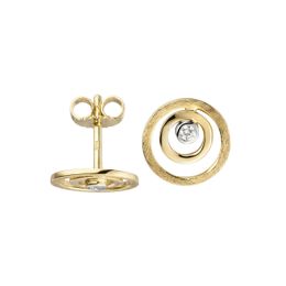 Jobo Damen Paar Ohrstecker "Ohrringe Goldohrringe eismatt rund 10 mm", 10,3mm, SI = kleine Einschl&uuml;sse, Diamanten Gelbgold 585gelbgold 585,