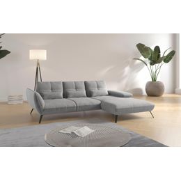 Ecksofa OTTO HOME, B:276cm H:88cm T:183cm, silber, 100% Polyester, Wohnzimmer, Sofas, "Mikado L-Form", inkl. Sitztiefenverstellung und