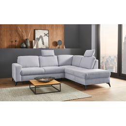 Ecksofa Home Affaire, B:249cm H:88cm T:212cm, grau, Struktur impr&auml;gniert - feucht abwischbar (100% Polyester);Struktur Flausch (90% Polyester, 10%