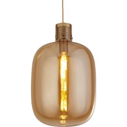 Searchlight H&auml;ngeleuchte "Barrel Pendant - Satin Brass & Amber Glass", messing, 1, &Oslash; 30cm H: 48,5cm, 1 Stk., Leuchten, H&auml;ngeleuchte