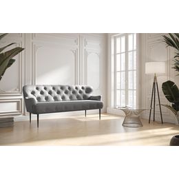 3-Sitzer Home Affaire, B:193cm H:97cm T:87cm, grau, 90% Polyester, 10% Polyamid, Sofas, "Amber", mit Knopfheftung,in verschieden Stoffarten