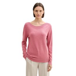 Tom Tailor Damen Longpullover, rosa, Gr. L, meliert, Obermaterial: 85% Viskose, 15% Polyamid, Pullover, mit Rippb&uuml;ndchen