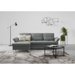 Ecksofa Home Affaire, B:275cm H:89cm T:175cm, grau, 100%Polyester, Wohnzimmer, Sofas, "Palm Beach L-Form", Federkern, mit Sitztiefenverstellung,