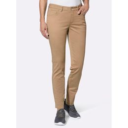 5-Pocket-Hose Casual Looks, Damen, Gr. 22, Kurzgr&ouml;&szlig;en, braun (camel), 97% Baumwolle, 3% Elasthan, unifarben, Hosen 5-Pocket-Hose