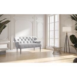 2-Sitzer Home Affaire, B:153cm H:97cm T:87cm, silber, 90% Polyester, 10% Polyamid, Sofas, "Amber", mit Knopfheftung,in verschieden Stoffarten