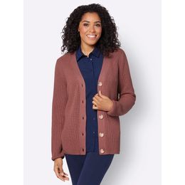 Cardigan Casual Looks, Damen, Gr. 36, rot (rosenholz), 50% Baumwolle, 50% Polyacryl, unifarben, Strickjacken