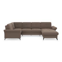 Wohnlandschaft Home Affaire, B:326cm H:91cm T:188cm, grau, 90% Polyester 10% Polyamid, Sofas, "Calando U-Form", wahlweise mit Bettfunktion,