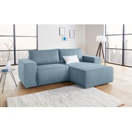 Ecksofa, B:242cm H:87cm T:160cm, blau, LOOKS by Wolfgang Joop, Feinstruktur weich (100% Polyester);Struktur fein (100% Polyester), Wohnzimmer, Sofas,