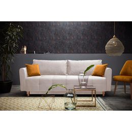Schlafsofa Home Affaire, B:219cm H:93cm T:88cm, beige, Microfaser PRIMABELLE (100% Polyester);Samtoptik (100% Polyester);Zierkissen: 100%Polyester,