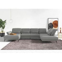 Sit & More Wohnlandschaft SIT & MORE, B:382cm H:88cm T:242cm, silber, 100% Polyester, Sofas, "Coco U-Form", Sitztiefen-, Arm- und Kopfteilverstellung,