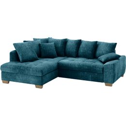 Ecksofa MR. COUCH, B:243cm H:88cm T:190cm, blau, Dolce (100% Polyester), Wohnzimmer, Sofas, "Nikita II, L-Form", Wahlweise mit Bettfunktion &