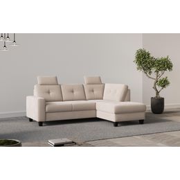 Ecksofa Home Affaire, B:226cm H:91cm T:170cm, beige, 100% Polyester, Wohnzimmer, Sofas, "Varese", wahlweise mit Bettfunktion und Bettkasten