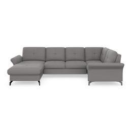 Wohnlandschaft Home Affaire, B:326cm H:91cm T:188cm, grau, 100% Polyester, Sofas, "Calando U-Form", wahlweise mit Bettfunktion, Bettkasten und