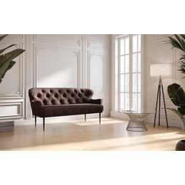 2,5-Sitzer Home Affaire, B:173cm H:97cm T:87cm, braun, 100% Polyester, Sofas, "Amber", mit Knopfheftung,in verschieden Stoffarten