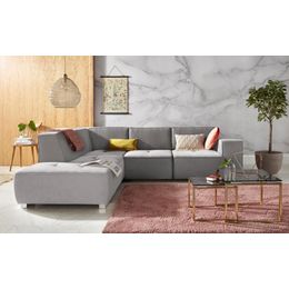 Ecksofa Home Affaire, B:272cm H:78cm T:222cm, grau, Struktur fein (100% Polyester);Luxus-Microfaser weich (90% Polyester, 10% Polyacryl);Struktur