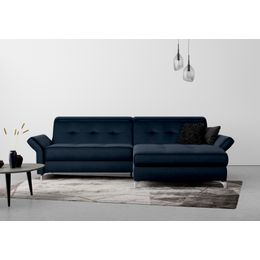Ecksofa Home Affaire, B:284cm H:89cm T:179cm, blau, 100% Polyester, Wohnzimmer, Sofas, "Maredo L-Form", Federkern, wahlweise auch mit Kopfteil- und