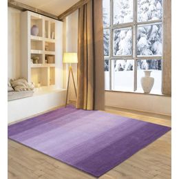 Wollteppich OTTO HOME, B:90cm H:14mm L:160cm, lila, Schurwolle, Wohnzimmer, Teppiche, "Lessach", Handweb Teppich, mit modernem Farbverlauf, reine