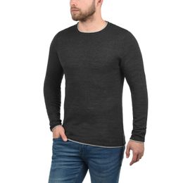 Rundhalspullover Blend "BHOdin", Herren, Gr. XL, charcoal, Feinstrick, 50% Baumwolle, 50% Polyacryl, unifarben, regular fit, Rundhals, eingesetzt, Pullover Rundhalspullover, Strickpullover mit aufgerollten Abschl&uuml;ssen