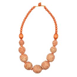 Damen Kette mit Anh&auml;nger "Juliet", orange, Basic, Collezione Alessandro, Holz, Halsketten, Holzperlen in verschiedenen Gr&ouml;&szlig;en