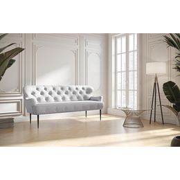3-Sitzer Home Affaire, B:193cm H:97cm T:87cm, silber, 90% Polyester, 10% Polyamid, Sofas, "Amber", mit Knopfheftung,in verschieden Stoffarten