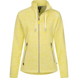 DEPROC Active Damen Strickfleecejacke "LUVERNE WOMEN", gelb, Gr. 38, 100% Polyester, Jacken, Kontrastreissverschluss