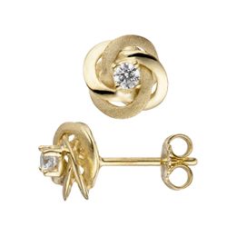 Jobo Damen Paar Ohrstecker, Gelbgold 333, gold, Gelbgold 333, Ohrringe, verschlungen 333 Gold mit Zirkonia