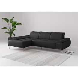 Ecksofa Home Affaire, B:280cm H:81cm T:174cm, schwarz, Wohnzimmer, Sofas, "Caluna", Inkl.Sitztiefenverstellung, wahlweise mit Kopf- und