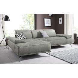 Ecksofa Home Affaire, B:269cm H:97cm T:174cm, grau, Flachgewebe Mura: (100% Polyester);Luxus-Microfaser Vintageoptik (100%