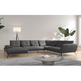 Wohnlandschaft OTTO HOME, B:376cm H:88cm T:297cm, grau, 100% Polyester, Sofas, "Mikado U-Form", inkl. Sitztiefenverstellung und Armteilverstellung