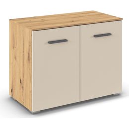 Kommode Rauch, B:80cm H:61cm T:42cmeiche artisan, beige (champagner), Holzwerkstoff, Schlafzimmer, Sideboards, "Gamma", mit 2 T&uuml;ren, verstellbaren