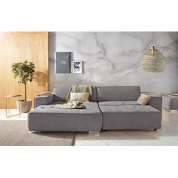 Ecksofa Home Affaire, B:293cm H:78cm T:172cm, grau, Struktur fein (100% Polyester);Luxus-Microfaser weich (90% Polyester, 10% Polyacryl);Struktur