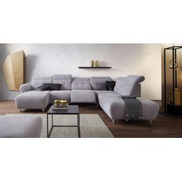 Wohnlandschaft Home Affaire, B:345cm H:102cm T:247cm, silber, Luxus Microfaser2 (90% Polyester, 10% Polyamid);Flachgewebe (100%
