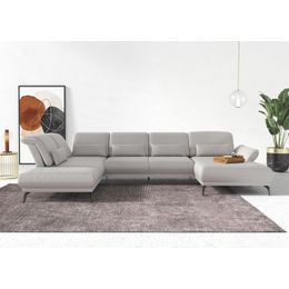 Sit & More Wohnlandschaft SIT & MORE, B:382cm H:88cm T:242cm, silber, 95% Polyester, 5% Polyamid, Sofas, "Coco U-Form", Sitztiefen-, Arm- und