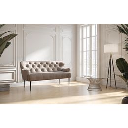 2,5-Sitzer Home Affaire, B:173cm H:97cm T:87cm, grau, 90% Polyester, 10% Polyamid, Sofas, "Amber", mit Knopfheftung,in verschieden Stoffarten