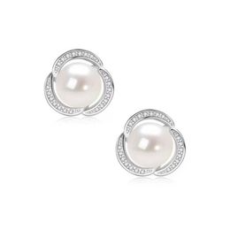 Rougemont Jewellery Earrings 'Funkelnde Perlen Ohrstecker 8mm Perle' female Silver size One Size