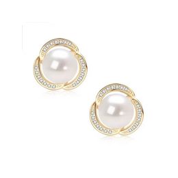 Rougemont Jewellery Earrings 'Funkelnde Perlen Ohrstecker 8mm Perle' female Gold size One Size